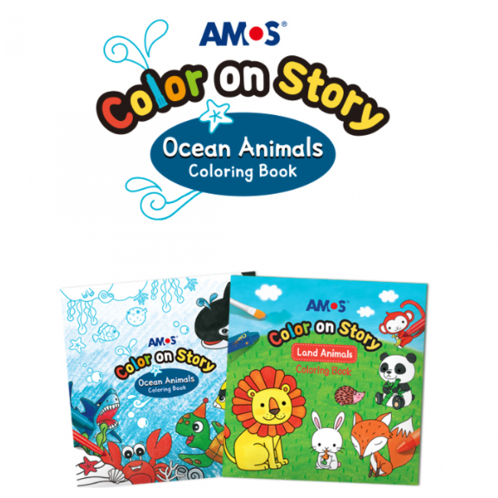 AMOS COS-OA COLOR ON STORY OCEAN ANIMALS COLORING BOOK
