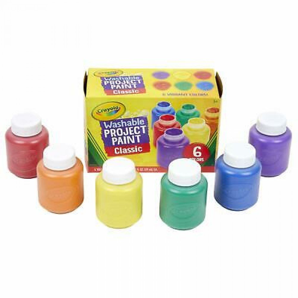 Crayola washable project paint classic (fingerpaint) 6 color