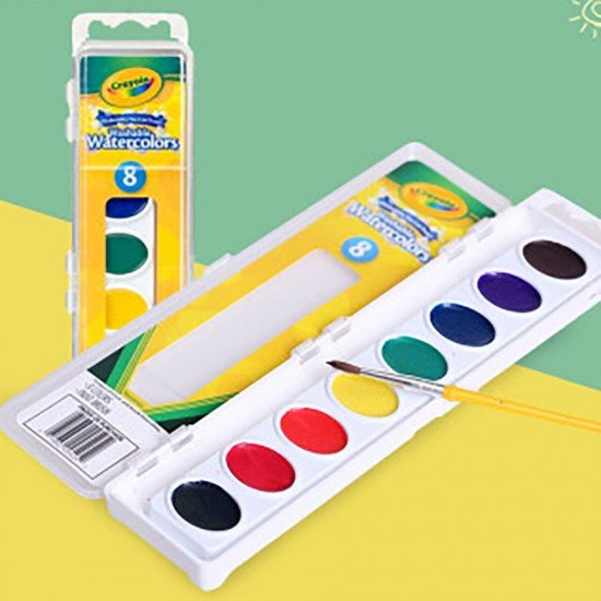 Crayola 8 color watercolor palette with brushes set (safe/washable)