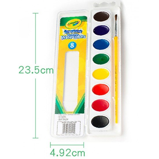 Crayola 8 color watercolor palette with brushes set (safe/washable)