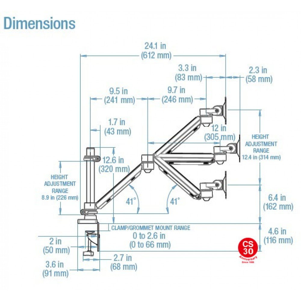 3M™ Easy-Adjust Monitor Arm, MA240MB